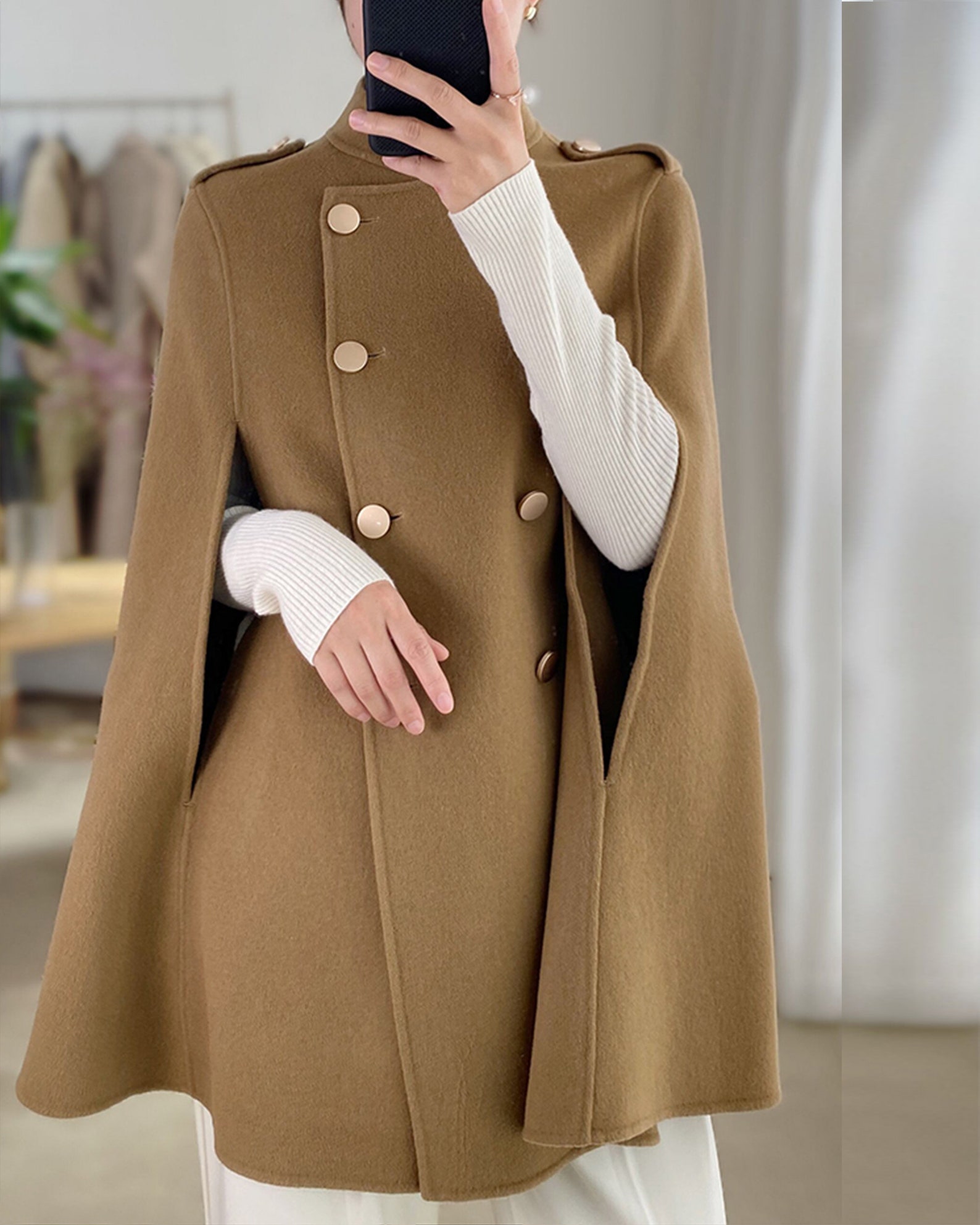 Wool Cape Coat, Wool Poncho, Wool Cloak Jacket, Winter Coat, Wool Cloak ...