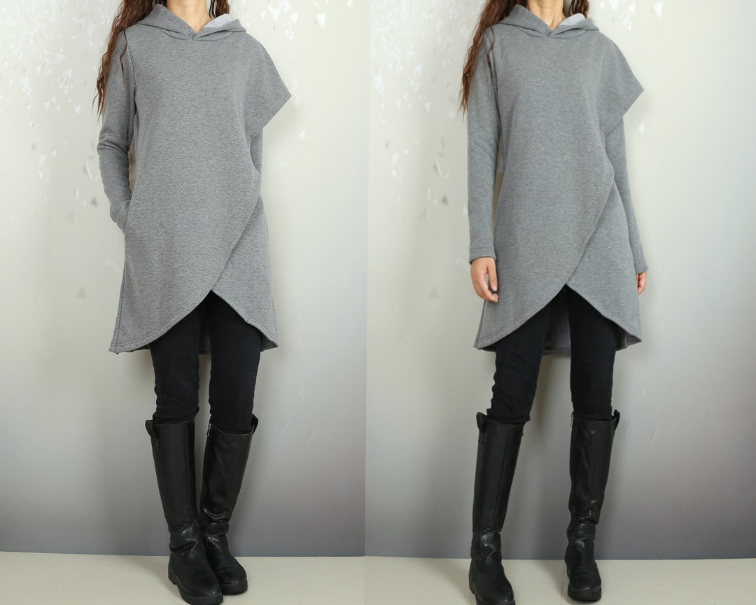 Asymmetrical Fleece Hoodie: Oversized Cotton Blend Sweatshirt - Etsy