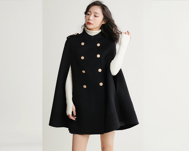 Wool Cape Coat Wool Poncho Wool Cloak Jacket Winter Coat - Etsy