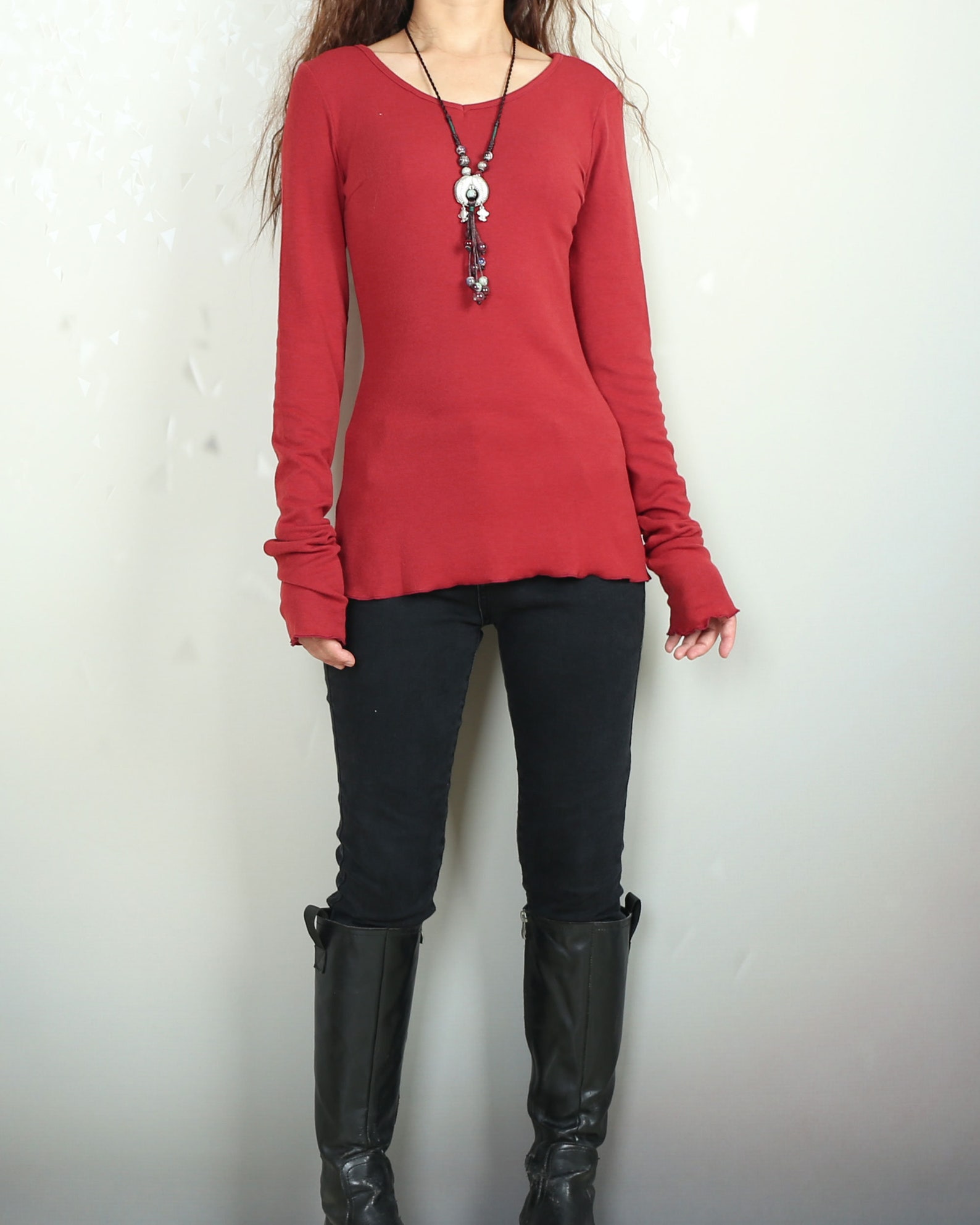 Form Fitting Top Women's Long Long Sleeves Top V-neck - Etsy