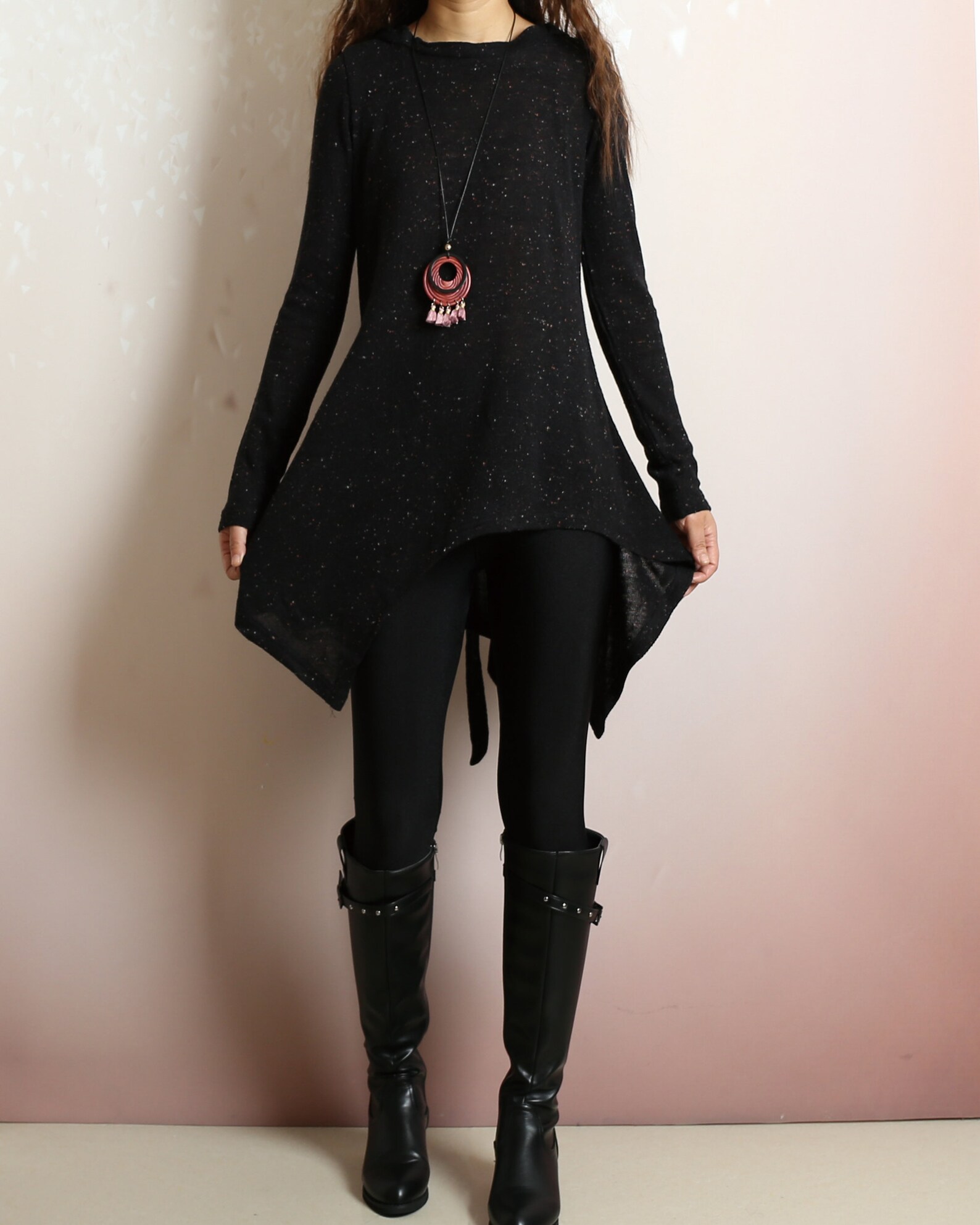 Asymmetrical Knit Tunic Dress: Oversized Acrylic Hoodie Sweater - Etsy