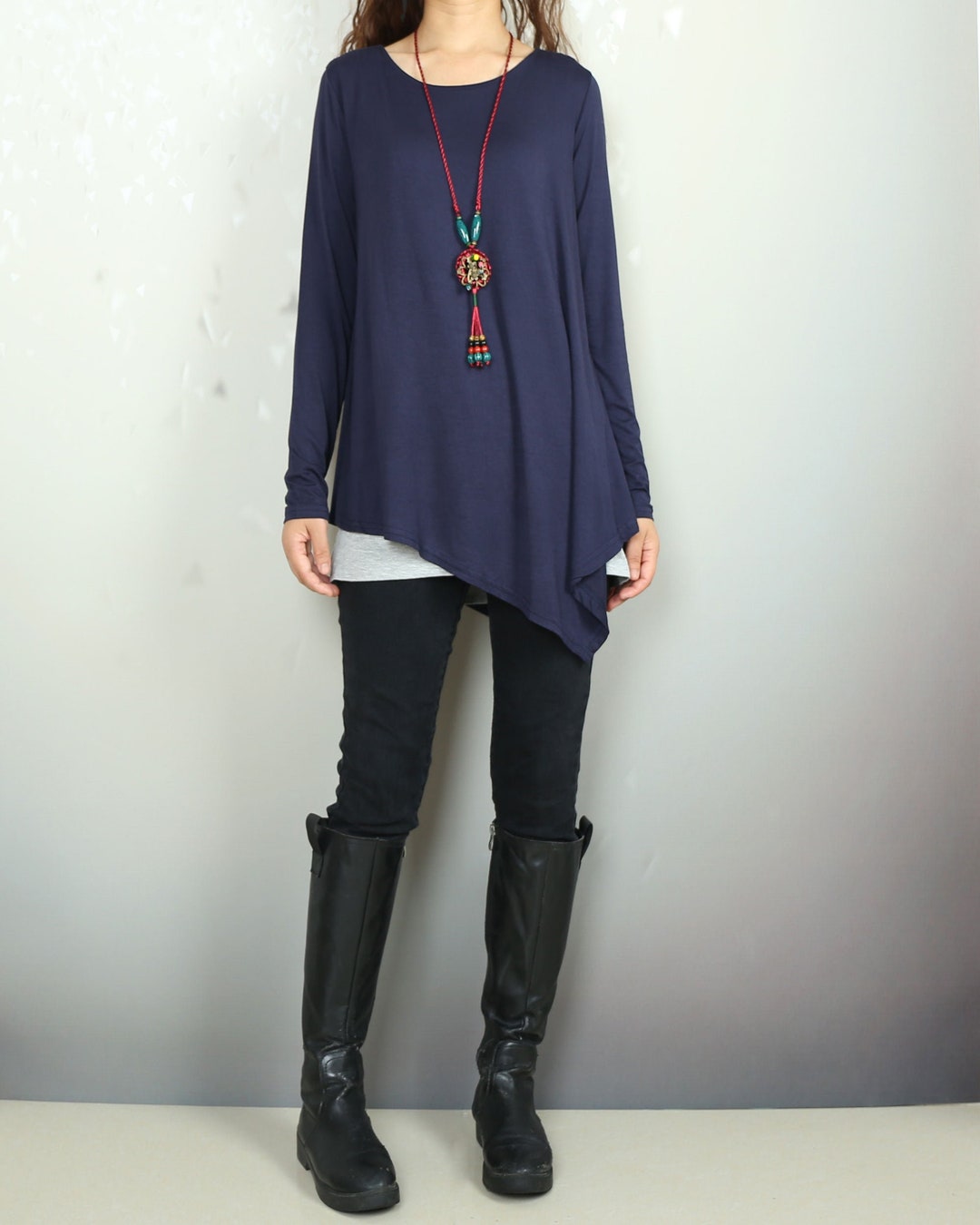 Women's Layered Modal Cotton Tunic Top, Asymmetrical Top, Oversized ...