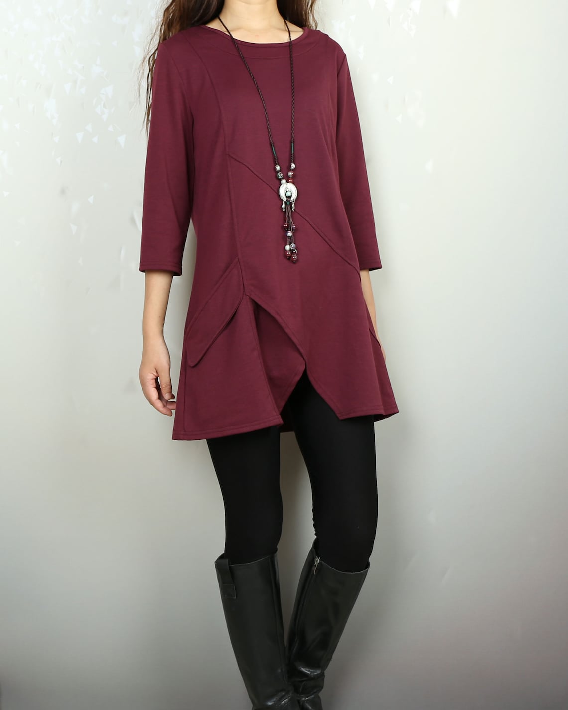 Boho Tunic Tops 3/4 Sleeve Cotton Tunic Top Casual Loose - Etsy