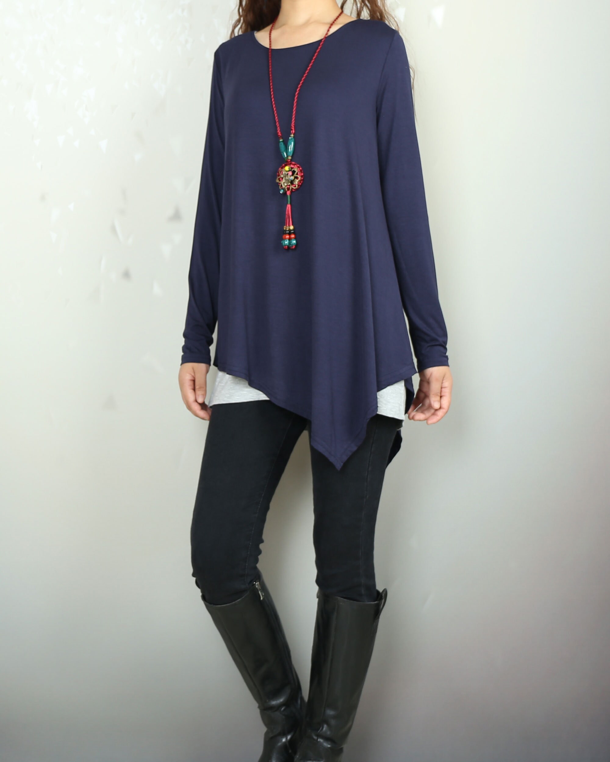 Women's Layered Modal Cotton Tunic Top Asymmetrical Top - Etsy