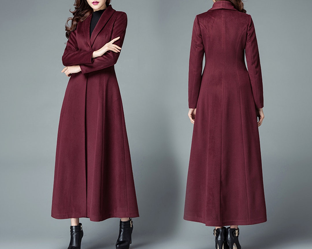 Wool Coat Women, Wool Jacket, Coat Dress, Red Coat, Winter Coat, Flare ...