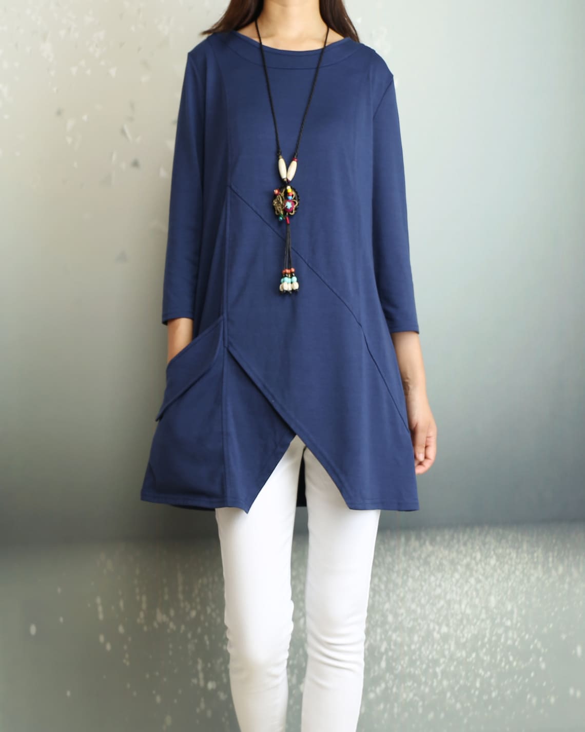 Boho Tunic Tops 3/4 Sleeve Cotton Tunic Top Casual Loose - Etsy