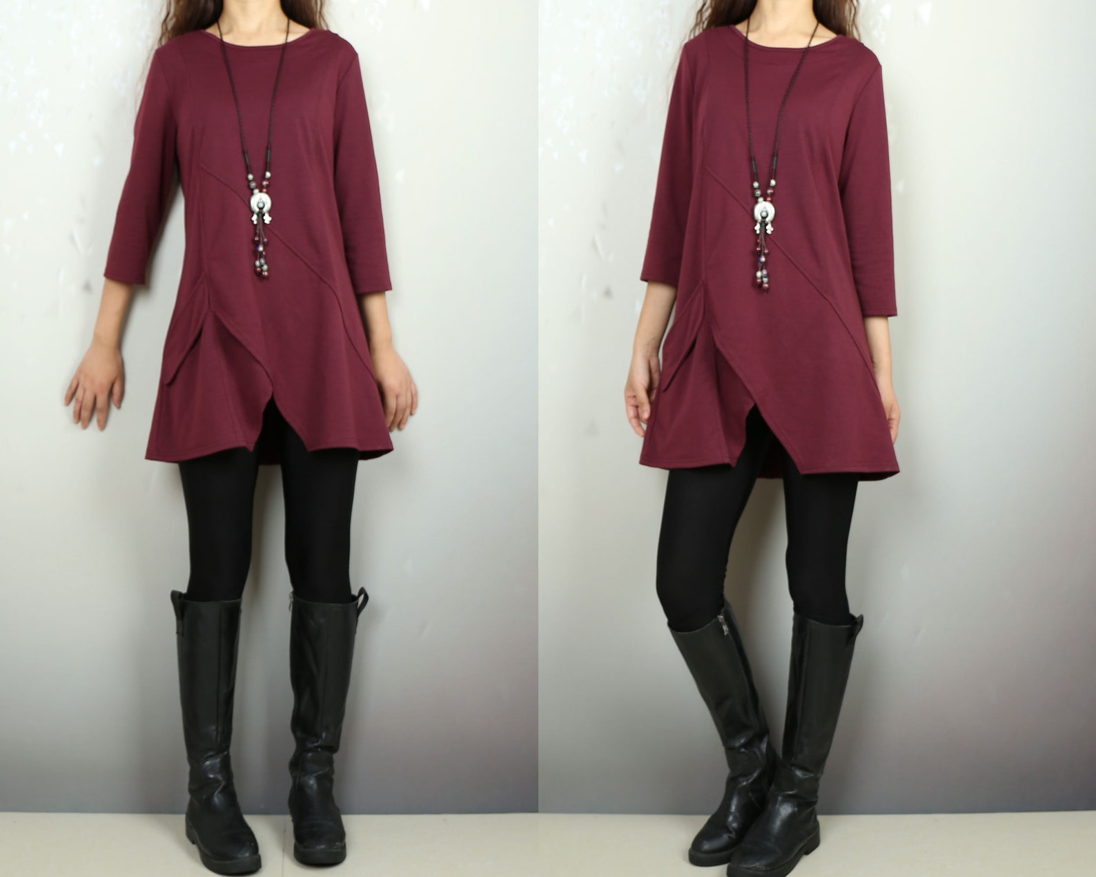 Boho Tunic Tops 3/4 Sleeve Cotton Tunic Top Casual Loose - Etsy