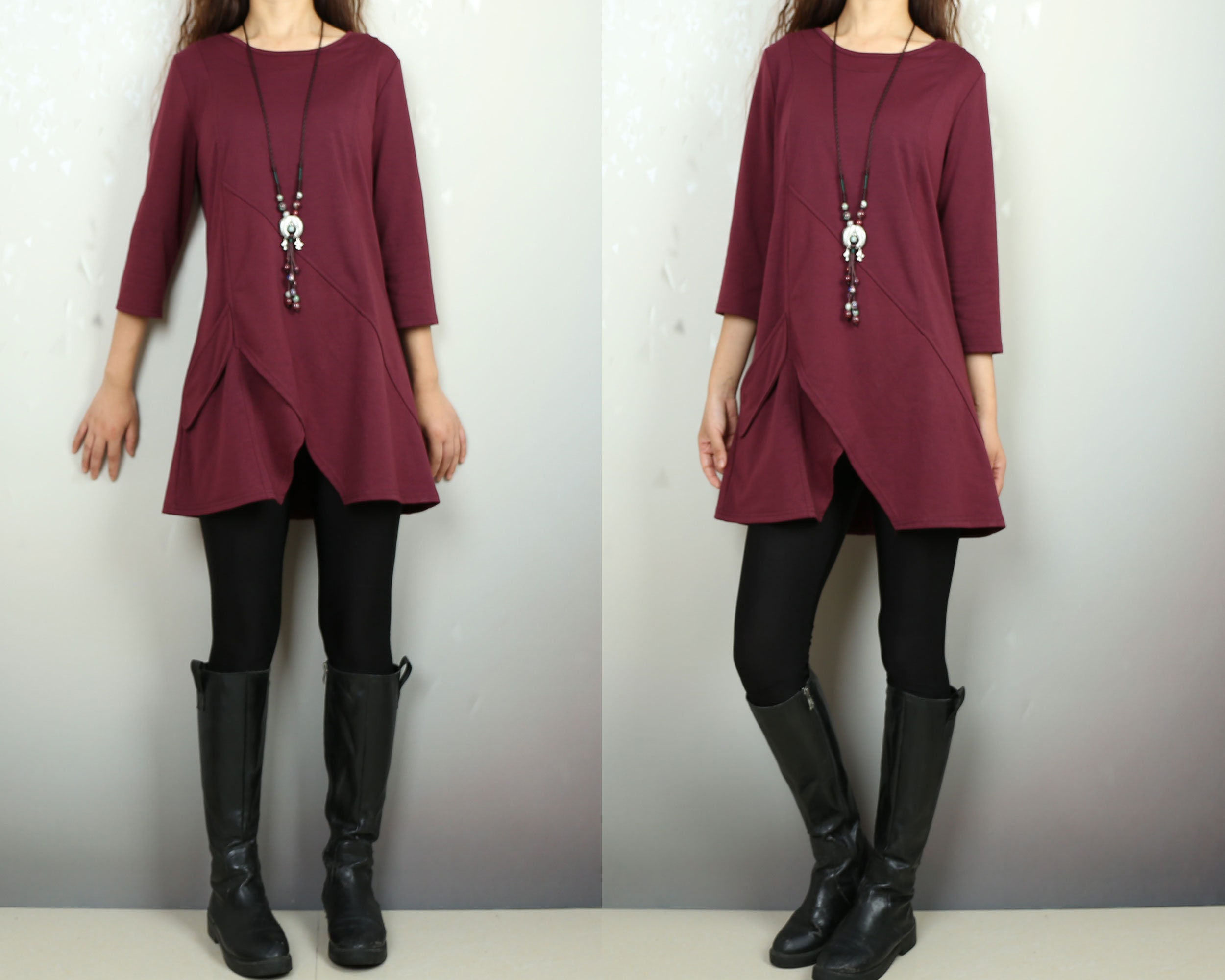 Boho Tunic Tops 3/4 Sleeve Cotton Tunic Top Casual Loose - Etsy