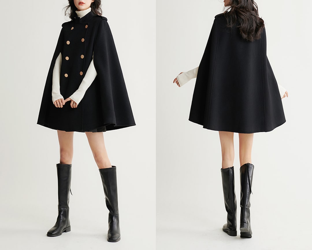 Wool Cape Coat, Wool Poncho, Wool Cloak Jacket, Winter Coat, Wool Cloak ...