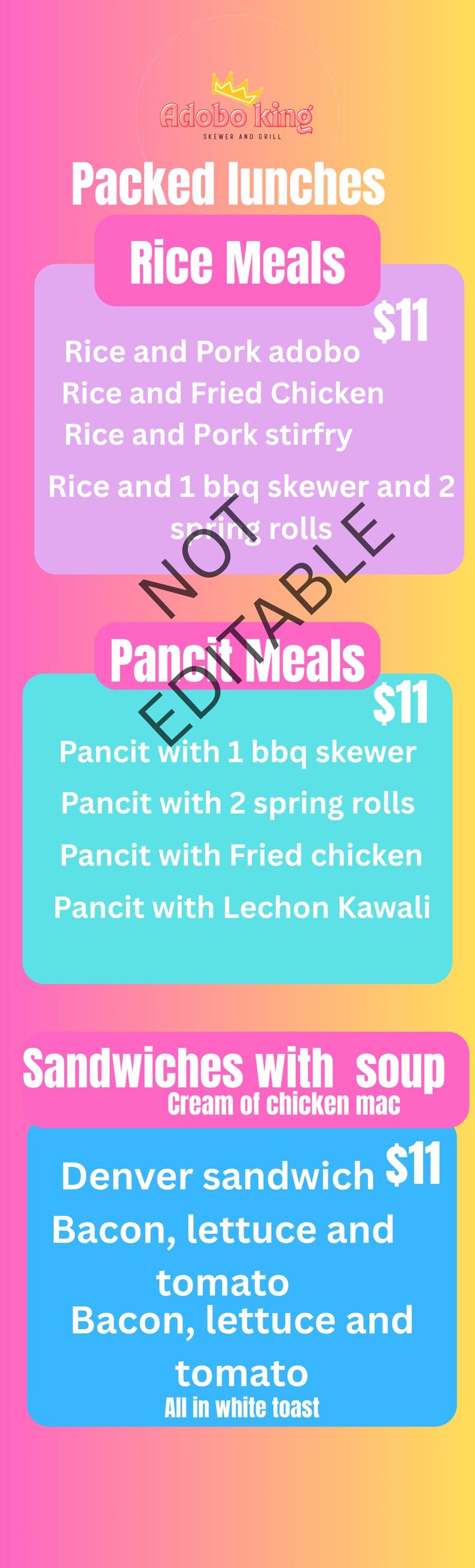 Printable Filipino Food Menu Template for Your Restaurant - Etsy