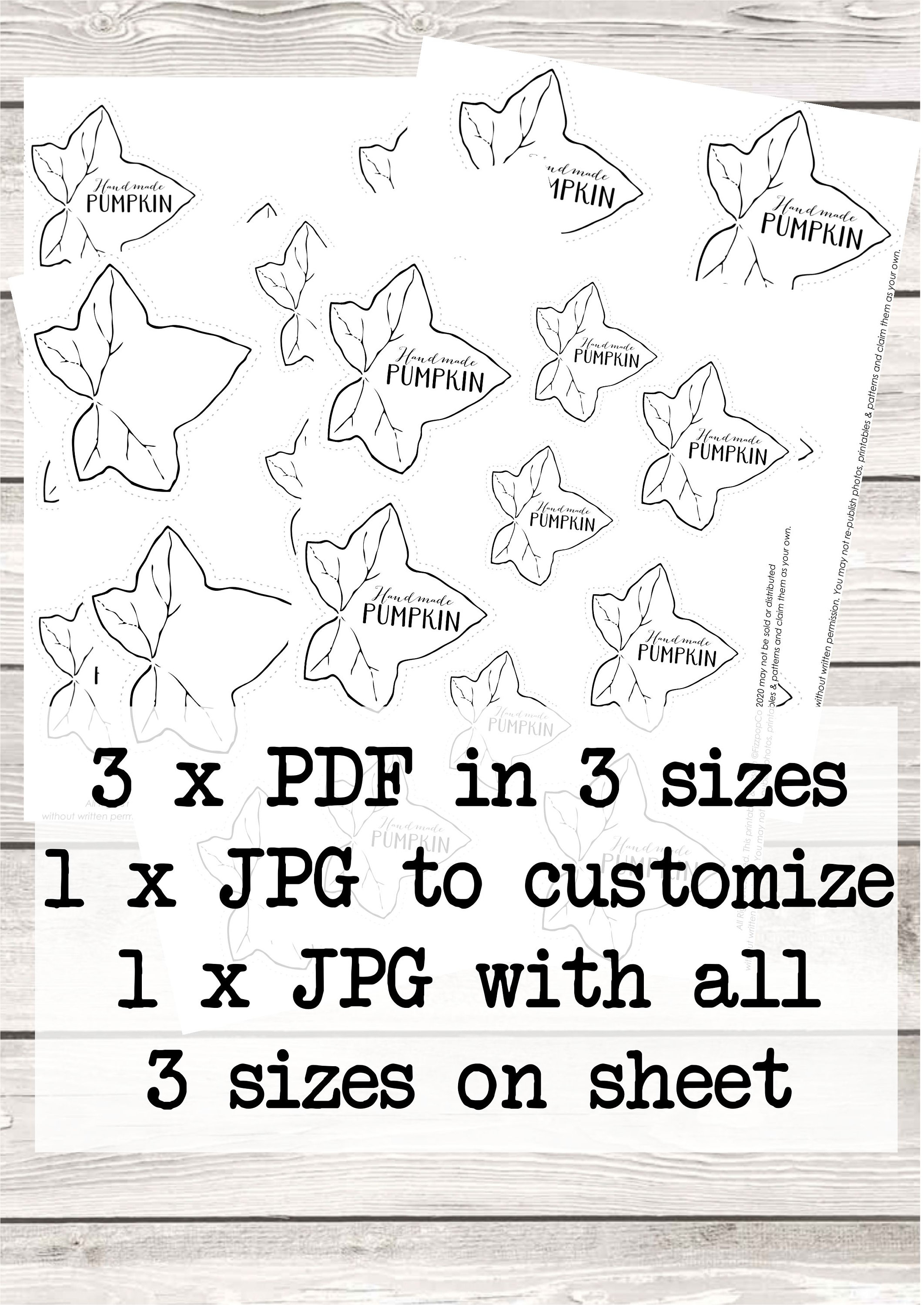 Printable Pumpkin Tags Downloadable PDF 3 Sizes Display - Etsy