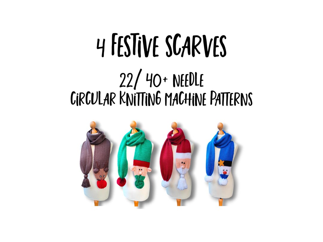 Festive Christmas Scarf Knitting Pattern - Santa, Snowman, Reindeer ...