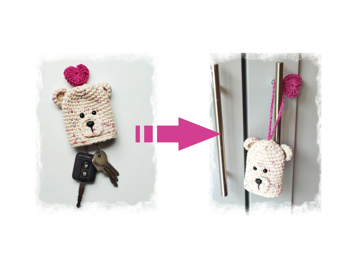 Key Cover Crochet Pattern, Key Cozy Crochet Pattern, Key Chain Bear ...