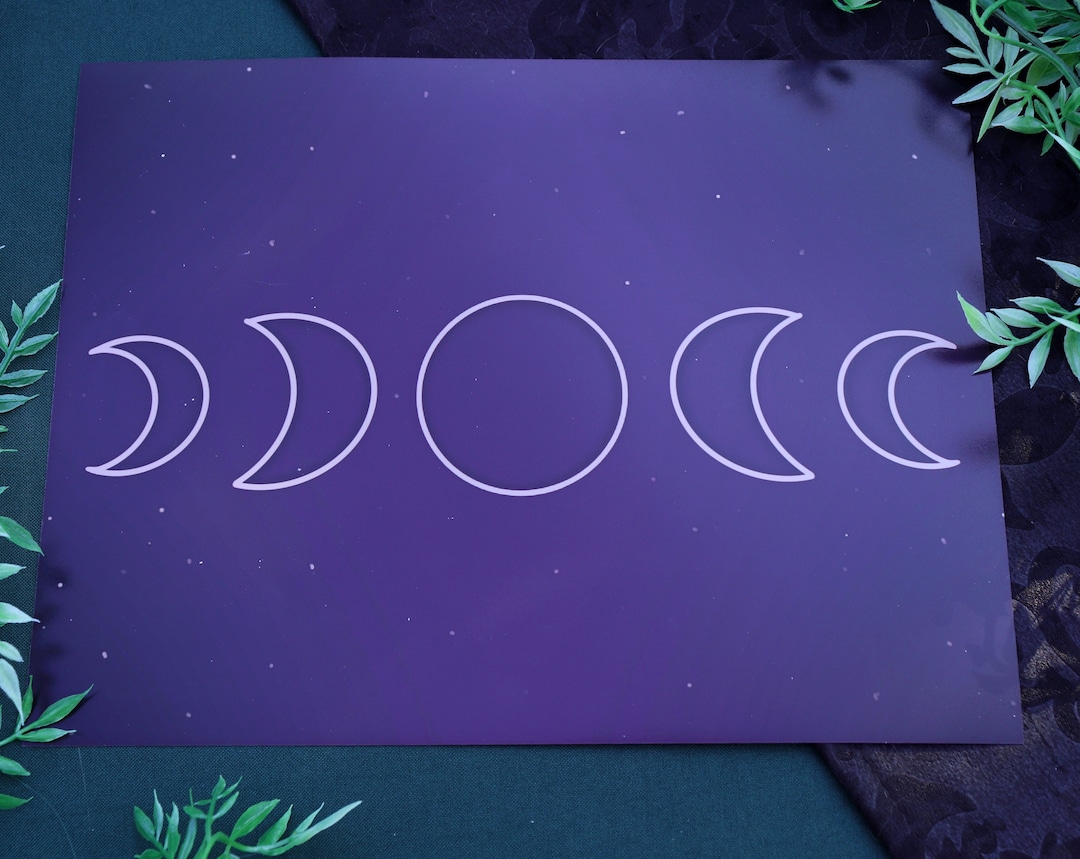 Witchy Art Print | Spooky Purple Moon Phase Artwork | Occult Halloween ...