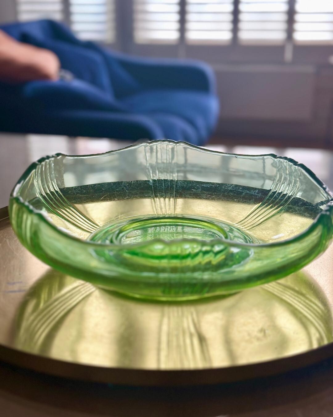 Art Deco Uranium Glass Float Bowl | 1930s Josef Inwald Centrepiece - Etsy
