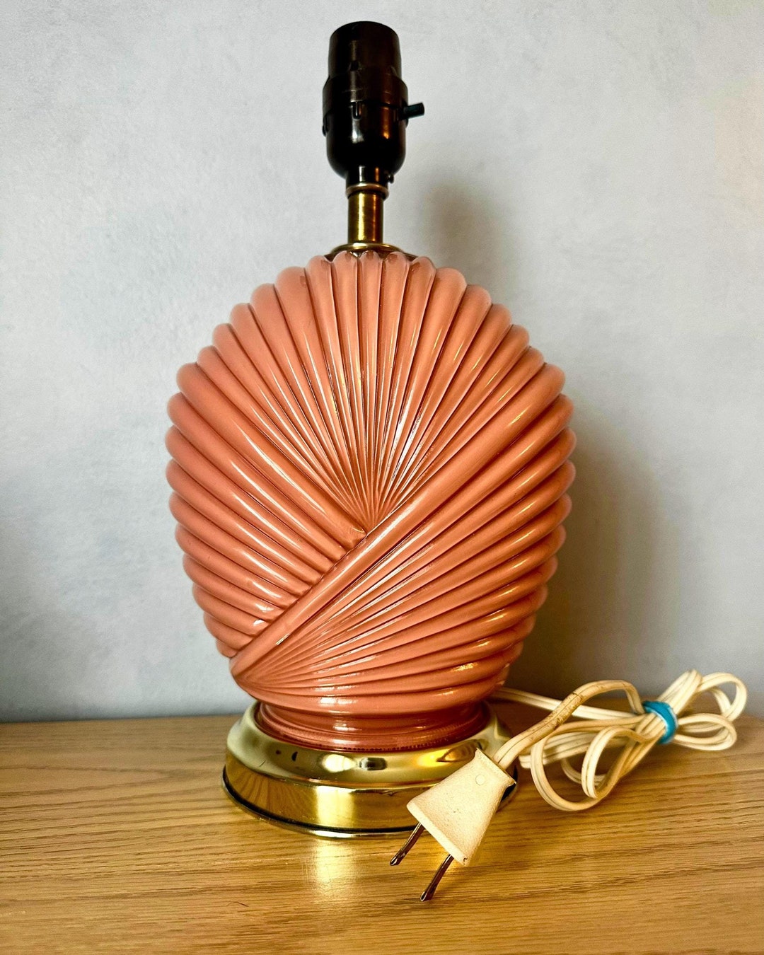1980s Palm Beach Pink Candy Glass Table Lamps | 1980s Revival Art Deco ...