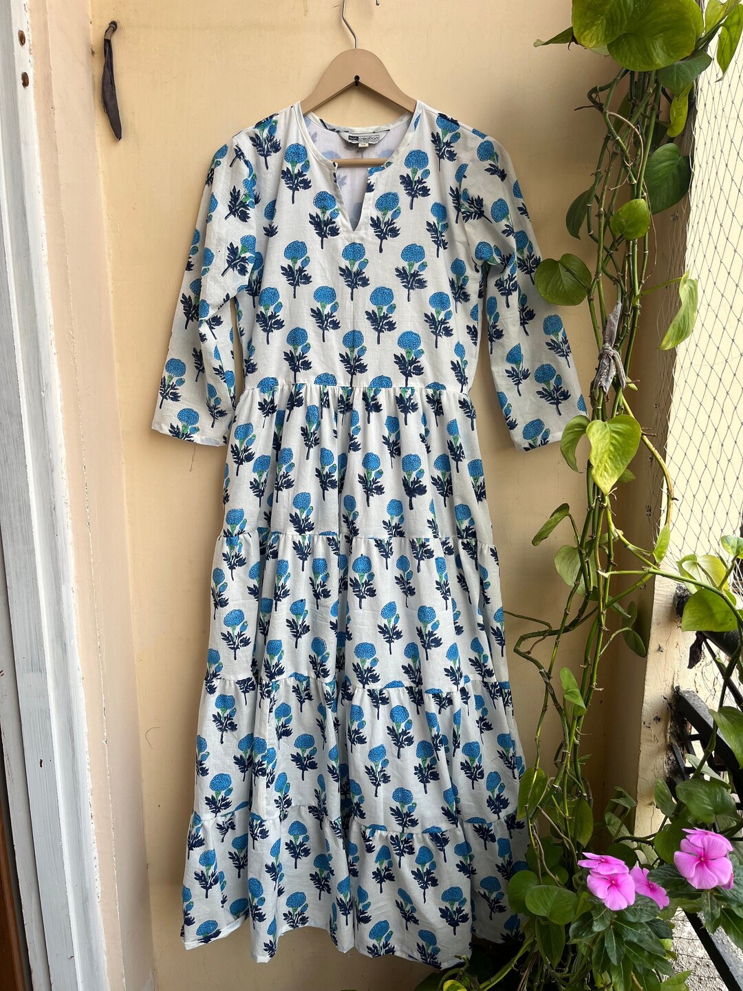Hand Block Printed Cotton Maxi Dress: Indian Ethnic Wear - Etsy