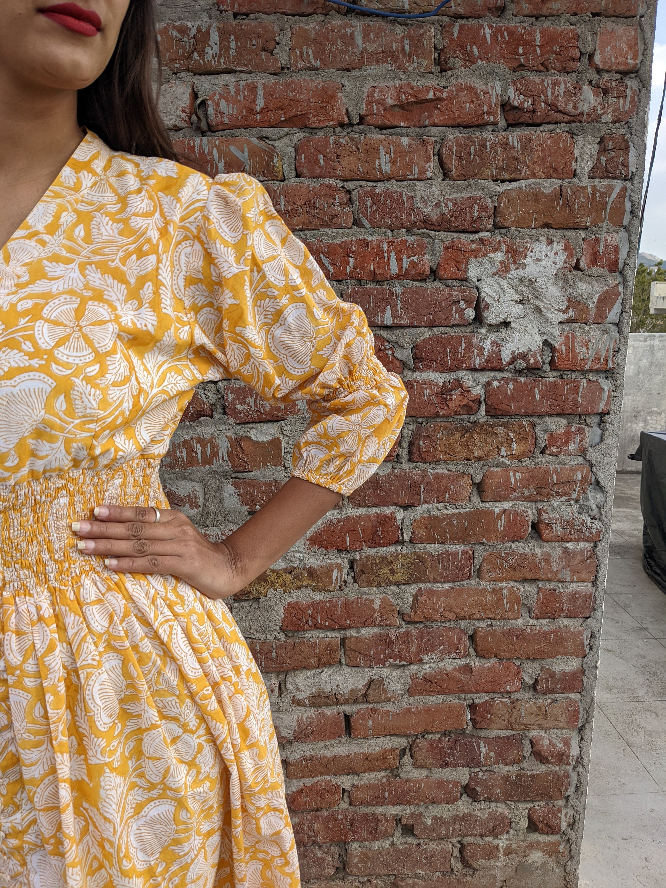 Hand Block Print Floral Dress Summer Cotton Dress Boho - Etsy