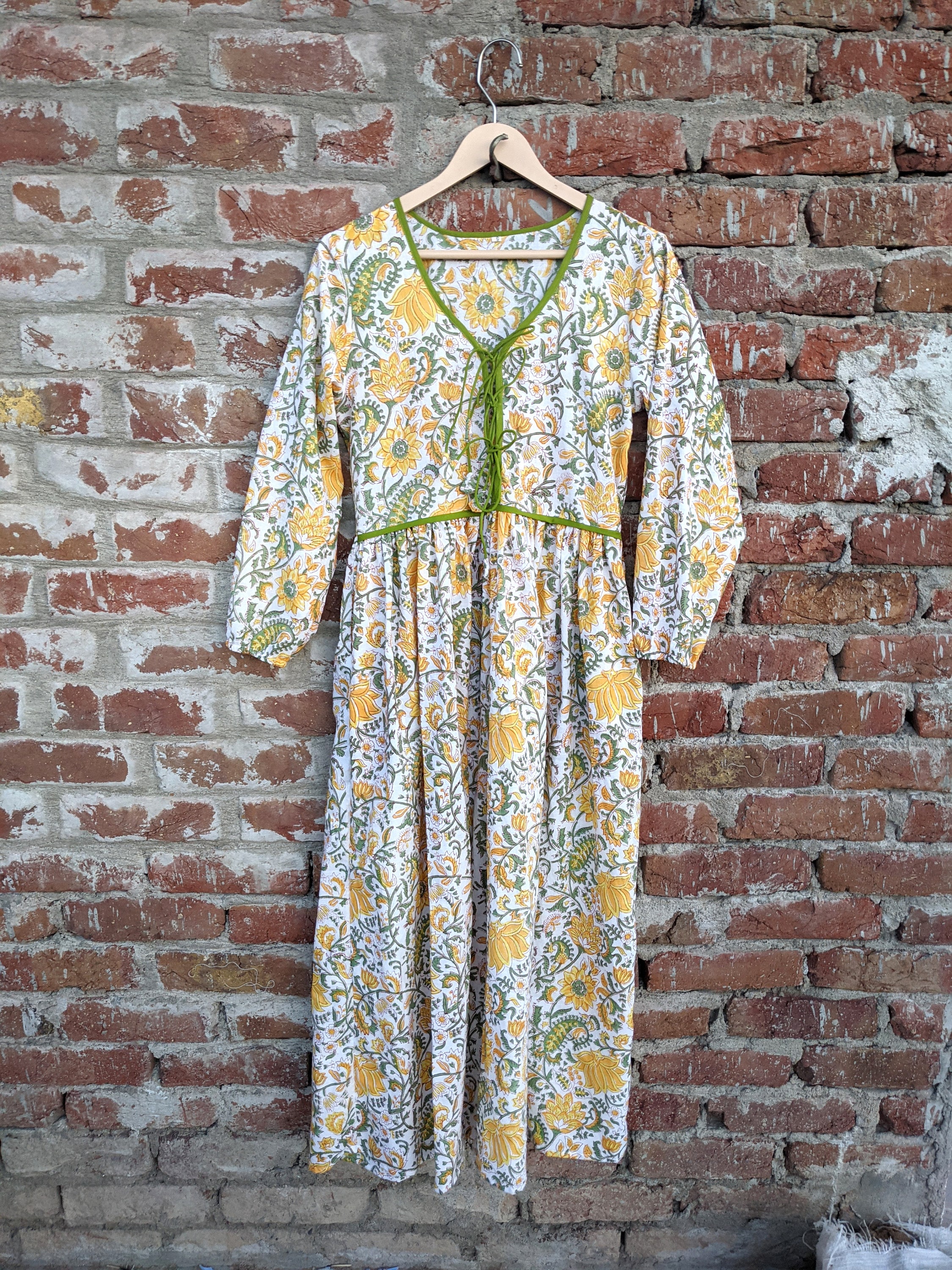 Indian Block Print Maxi Dress Long Cotton Dress Cotton | Etsy