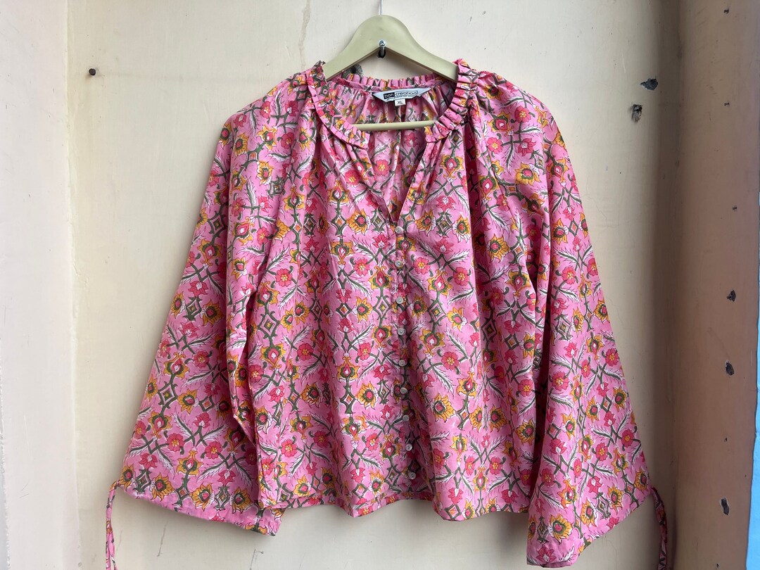 Hand Block Printed Top, Summer Top, Cotton Top, Women's Top, Handmade ...