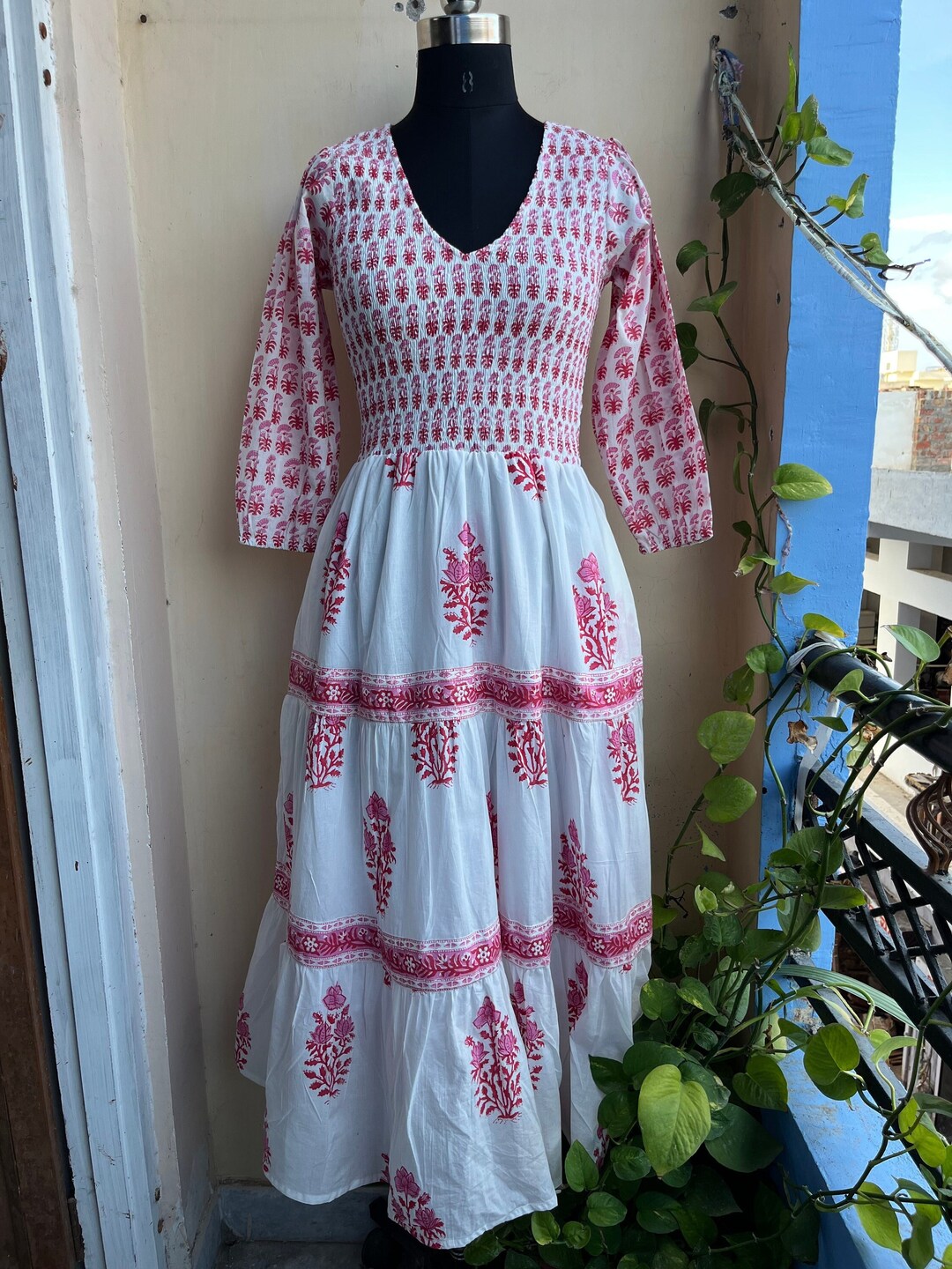 Hand Block Printed Dress, Block Print Dress, Indian Tunics, Hand ...