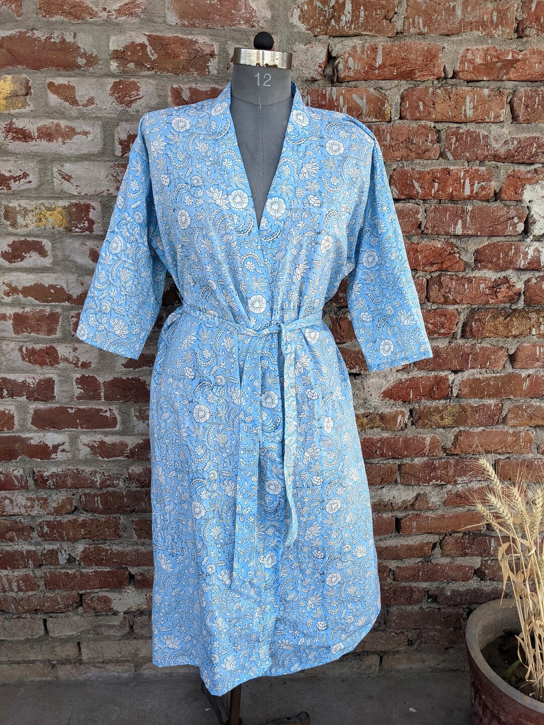 Hand Block Printed Cotton Kiomono Unisex Blockprint Beach Cover Grown ...