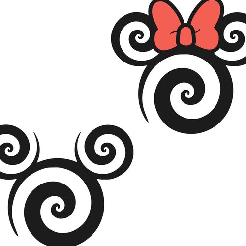 Mickey and Minnie Mouse Swirl Head Disneyland Disneyworld - Etsy