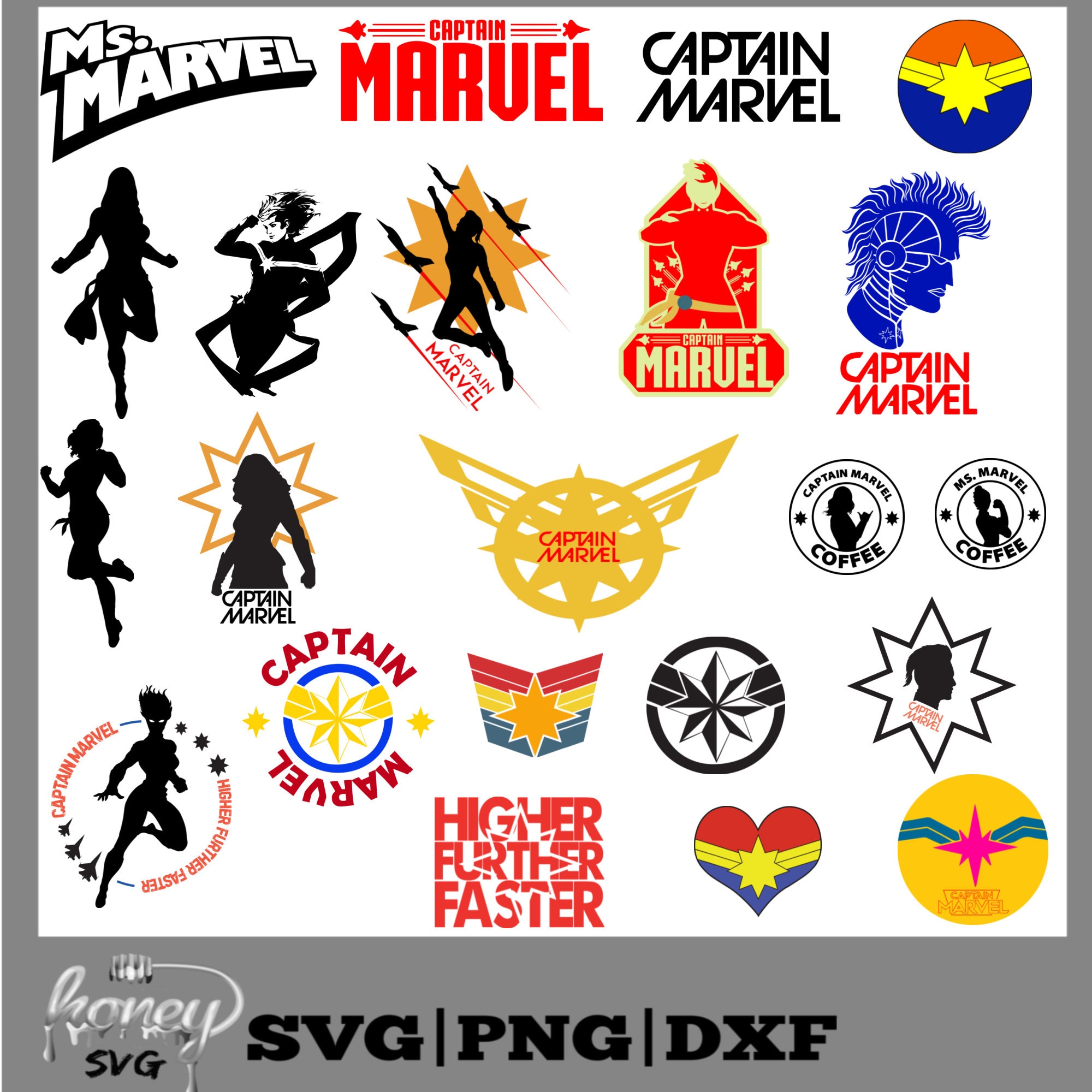 Captain Marvel Svg Bundle Layered Item Svg Png Dxf - Etsy