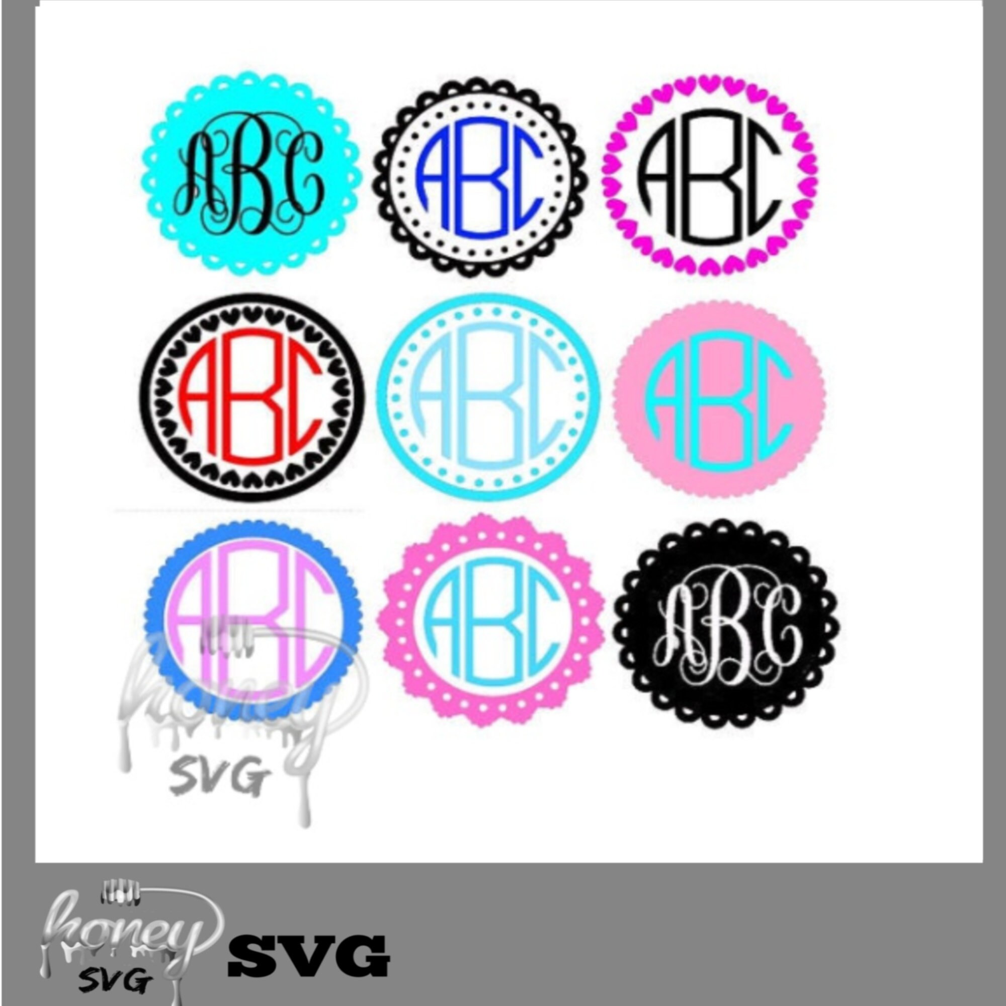 Circle Monogram Frame SVG Cut Files Round monogram frame svg | Etsy