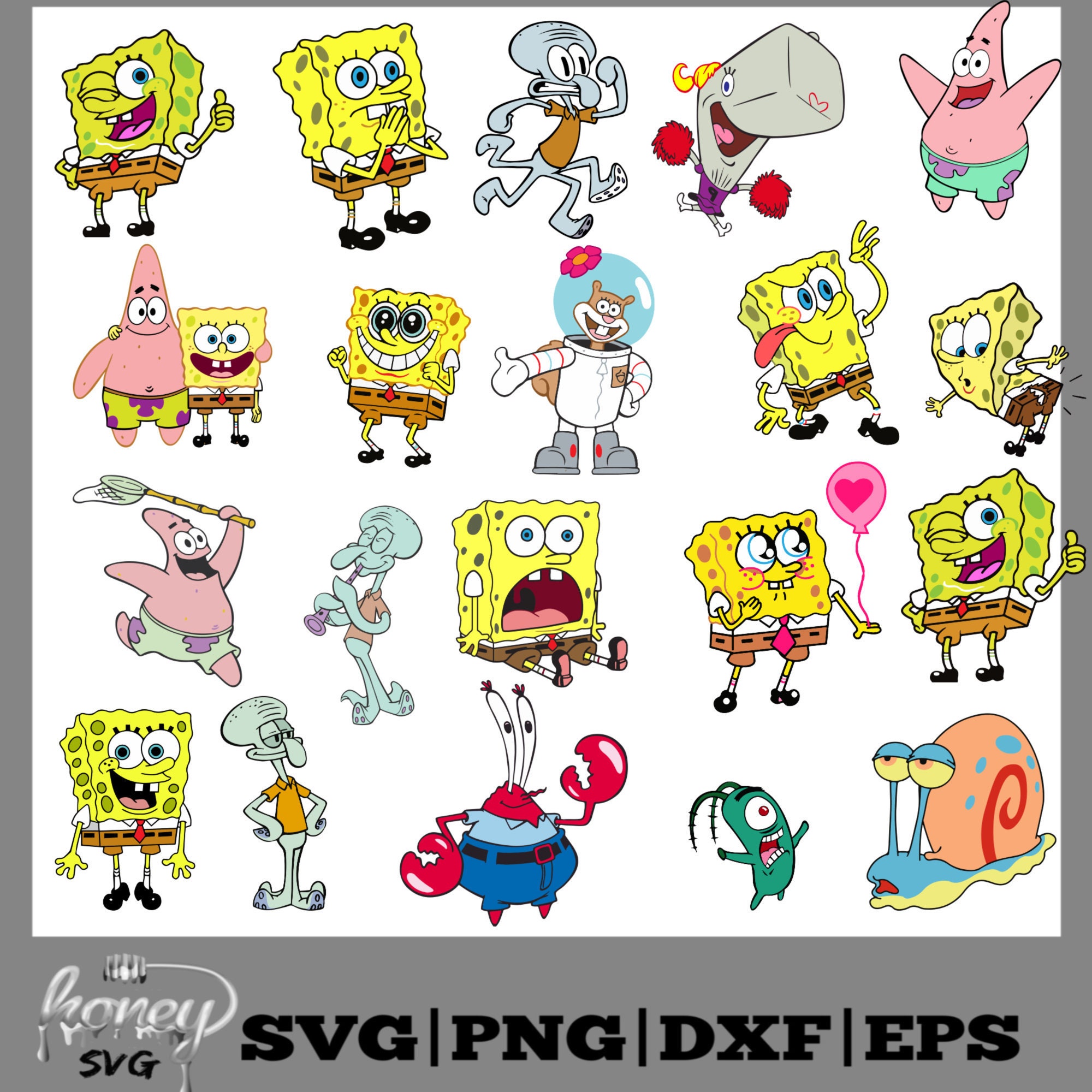 Spongebob Svg Bundle Spongebob SvgGary Svg Squidward Svg | Etsy