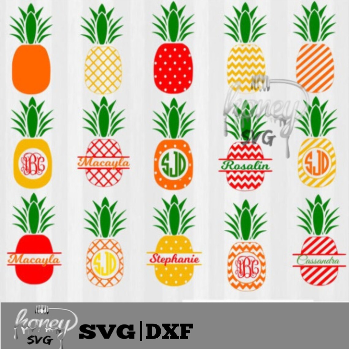 Pineapple Monogram Frames SVG Cut Files for Vinyl Cutters, Screen ...