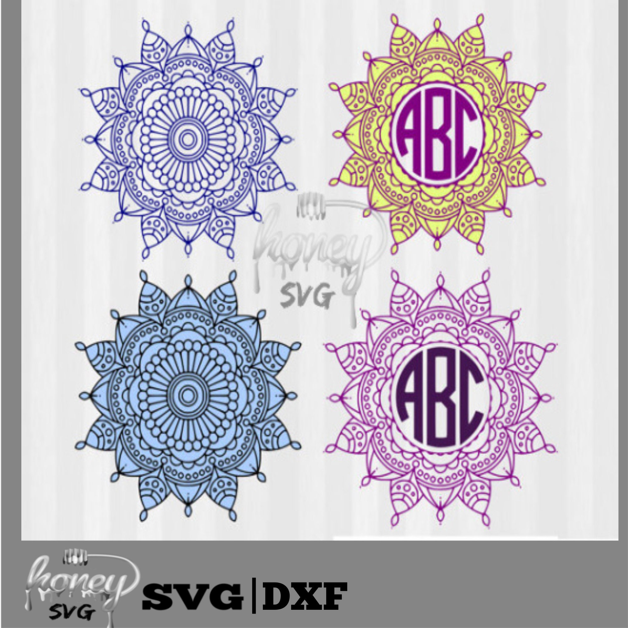 Mandala Monogram Frame SVG Mandala Monogram SVG SVG Files - Etsy