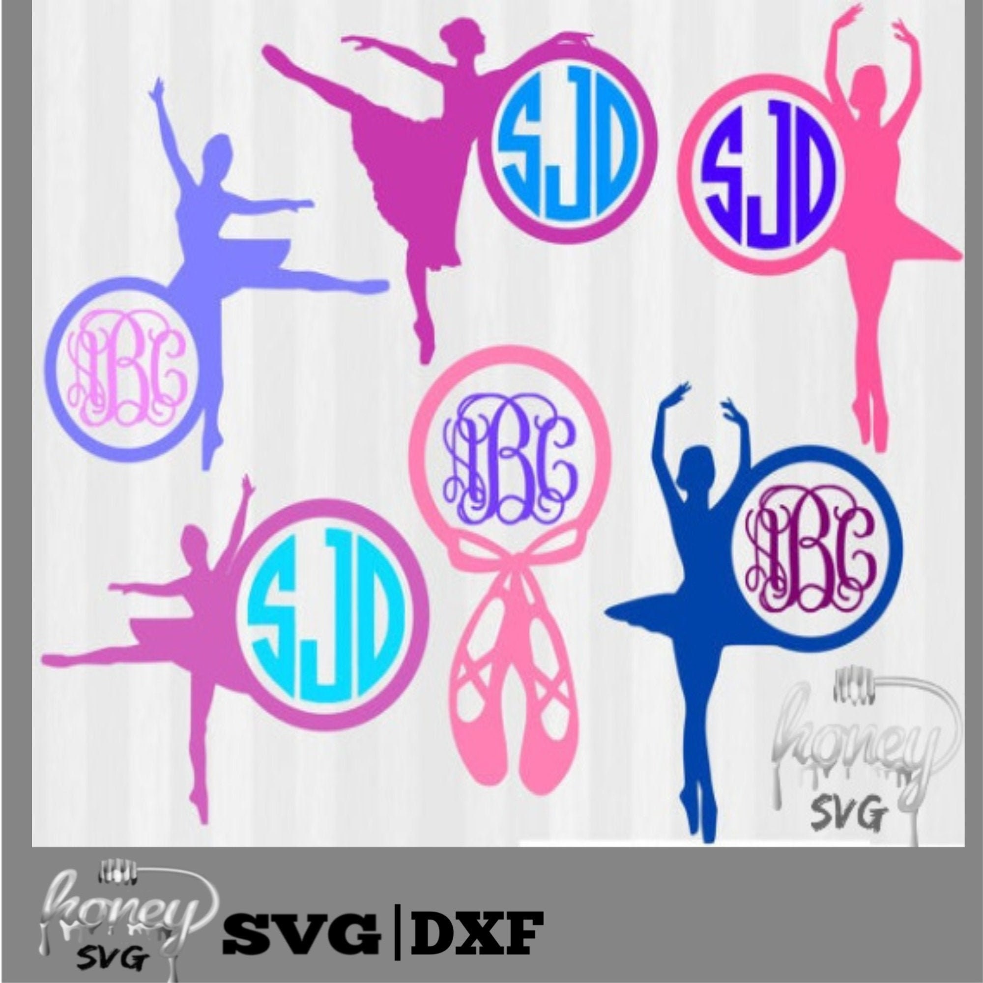 Ballet Monogram Frames SVG Files SVG files for | Etsy