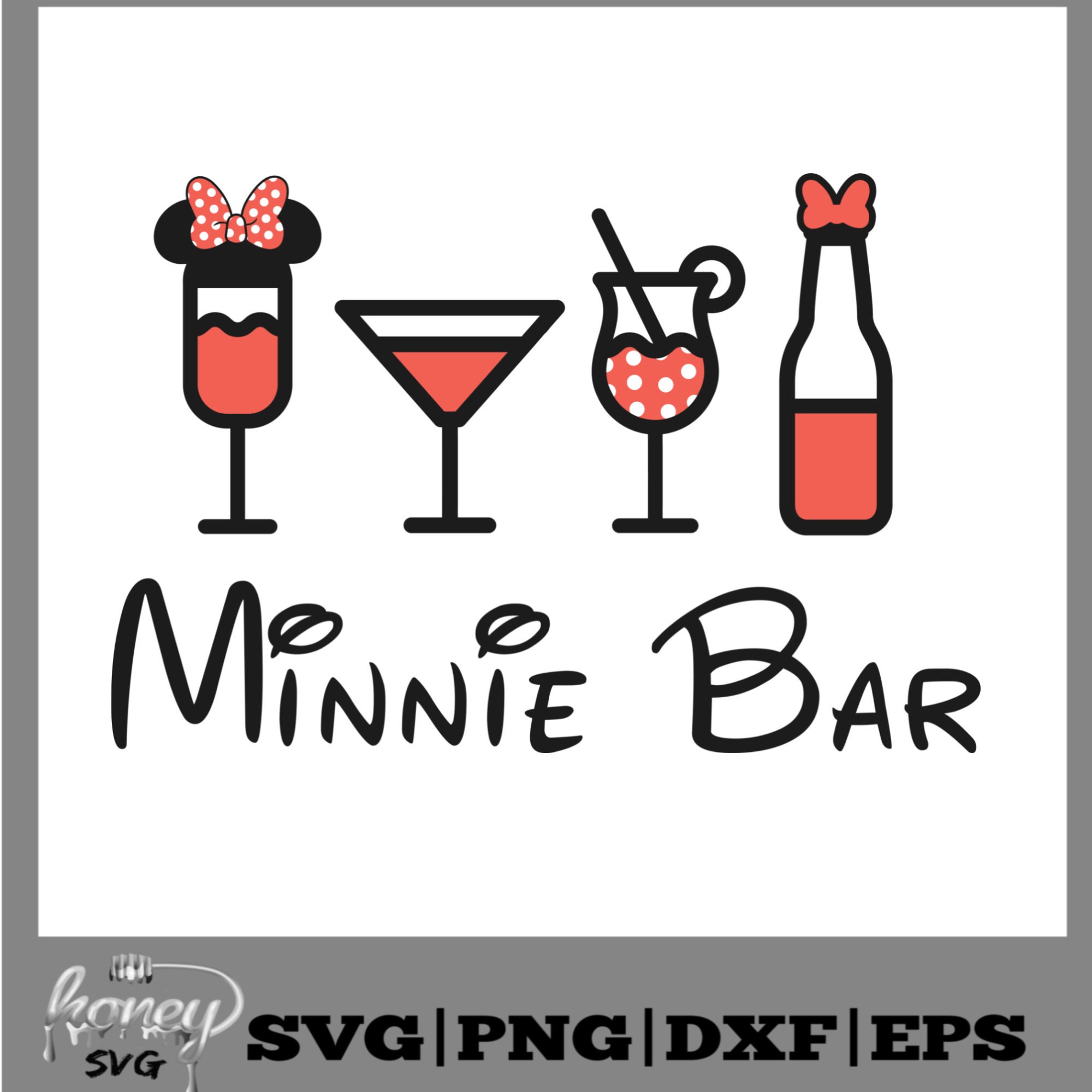 Minnie Bar, Minnie Mouse, Disneyworld, Disneyland, Svg, Png, Eps, Dxf ...