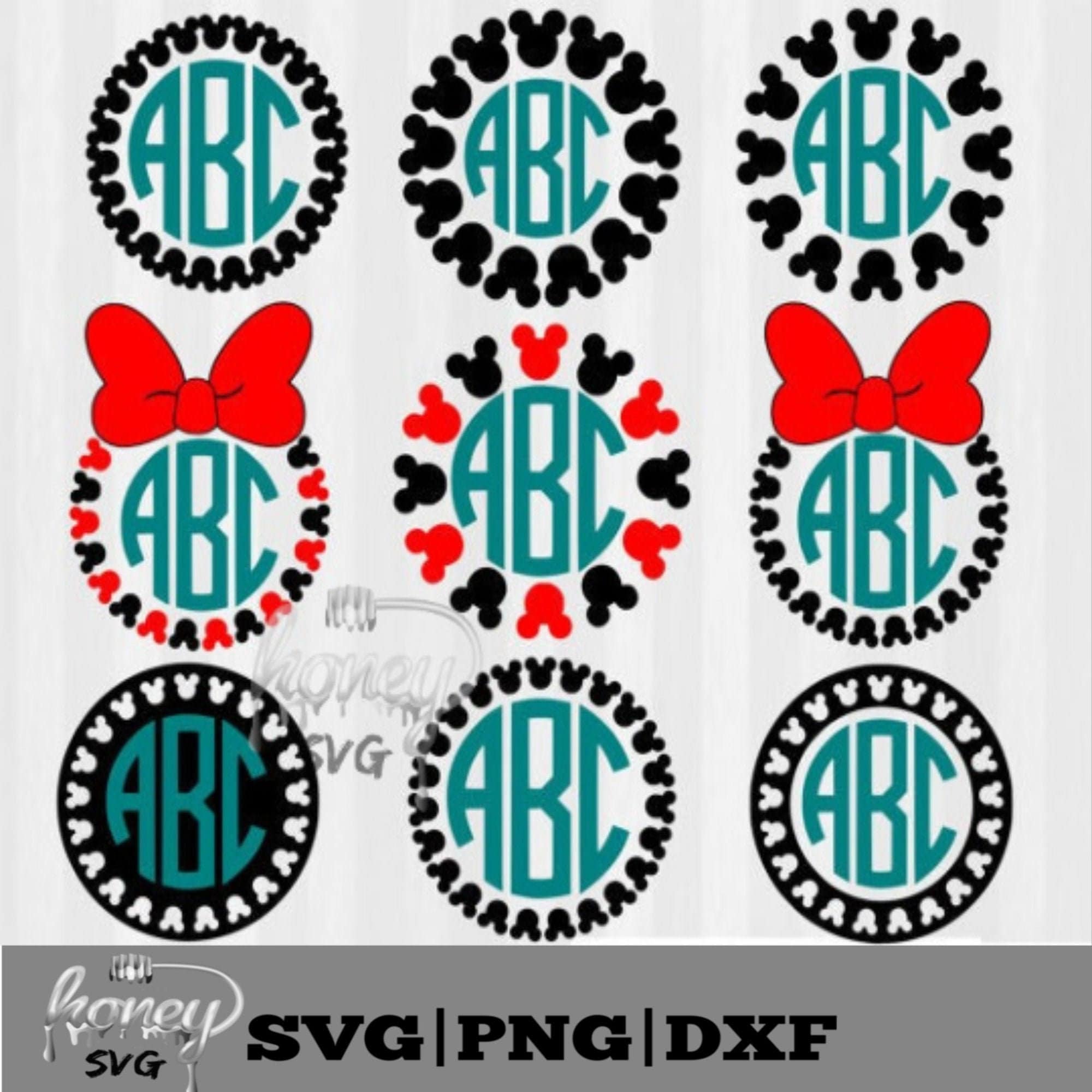 Mickey Monogram Frames Svg Bundle, Minnie Mouse SVG, Mickey Head Svg ...