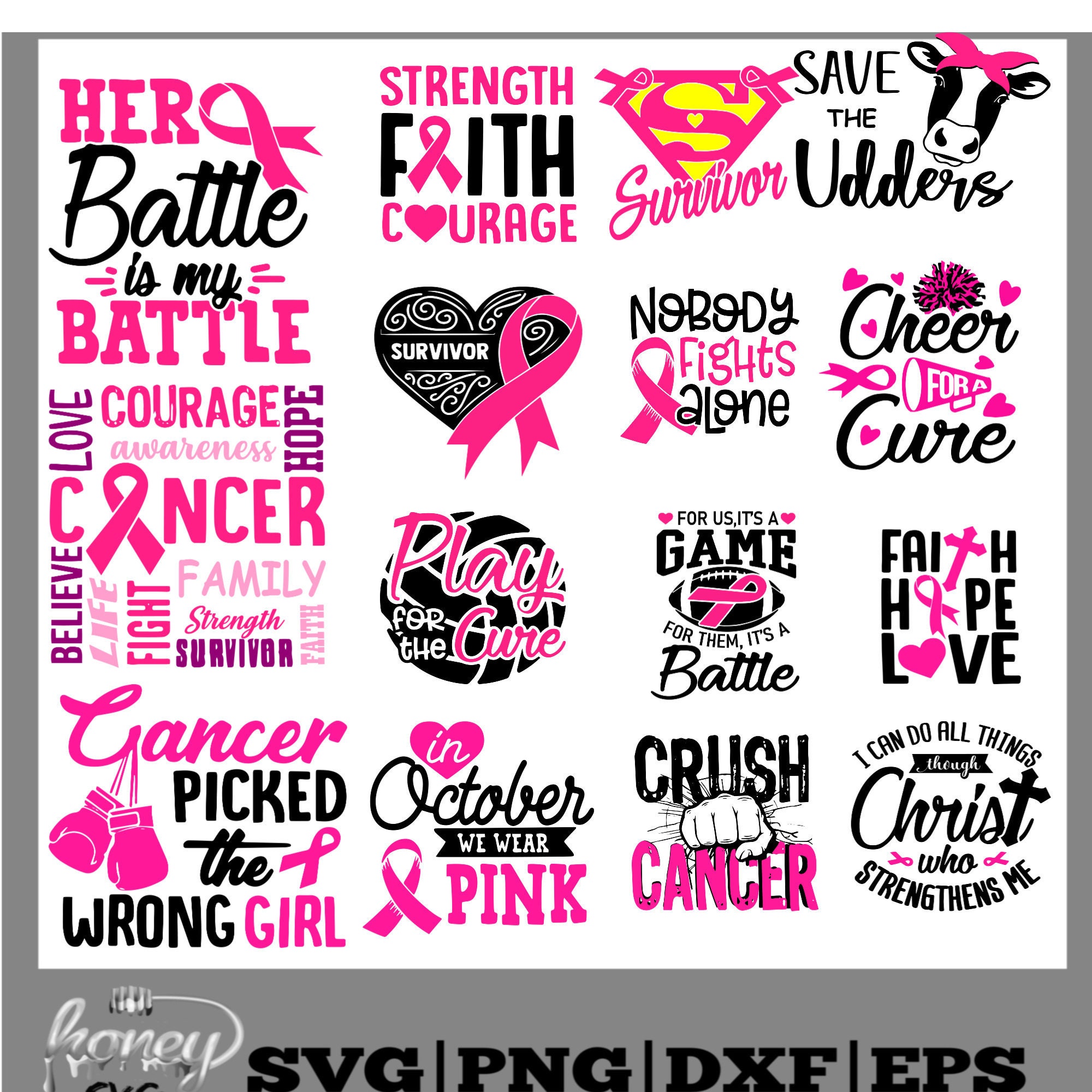 Cancer Awareness Svg Bundle Breast Cancer Svg Cut Files Etsy