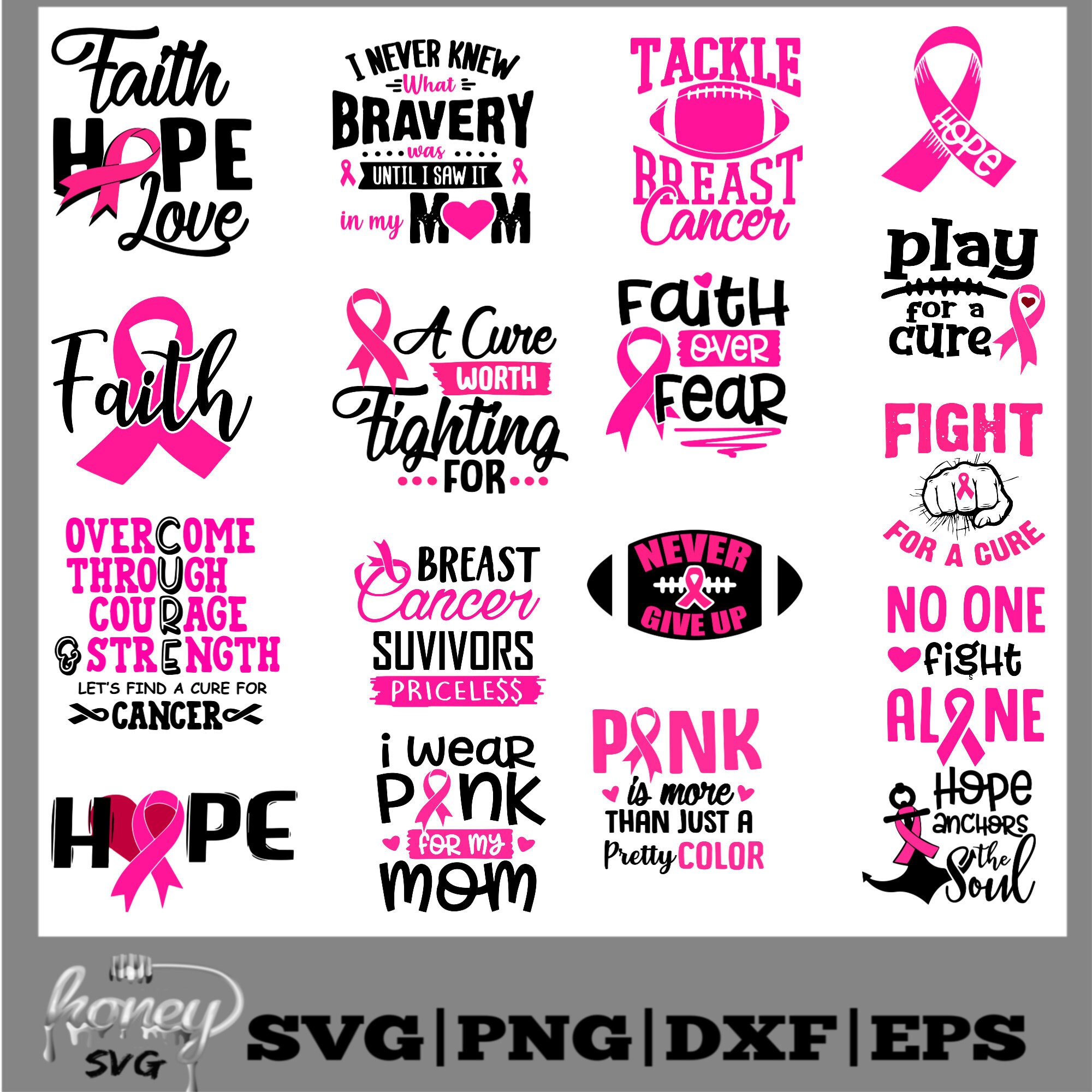 Cancer Awareness SVG Bundle / Breast Cancer SVG / Cut Files / Cricut ...