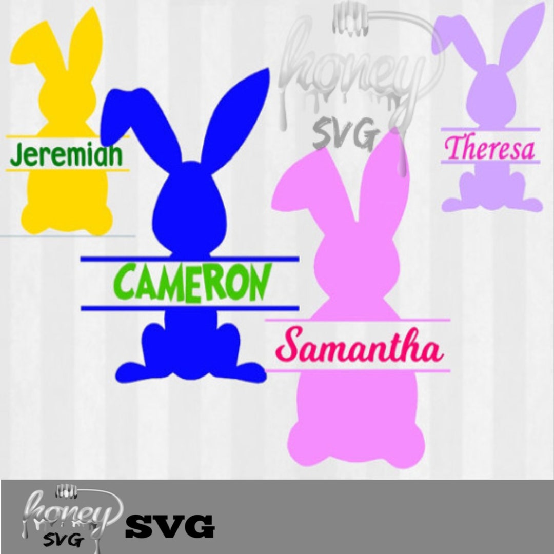 Split Bunny Frame SVG, Easter Svg, Monogram Frame, Svg Files for ...