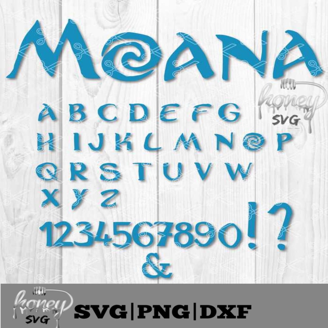 Moana Alphabet Numbers Svg, Dxf, Png,disney,birthday - Etsy