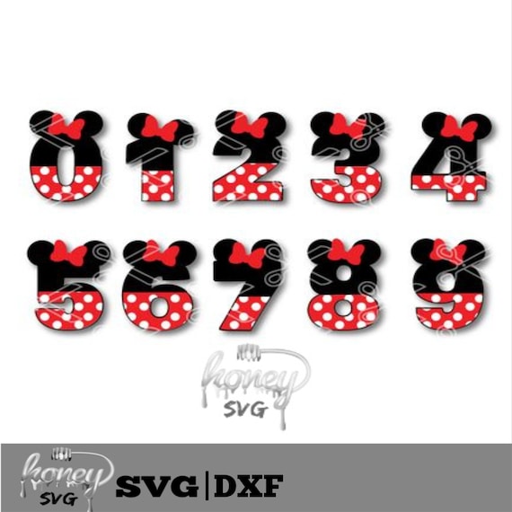 Minnie Mouse Numberssvgdxf | Etsy