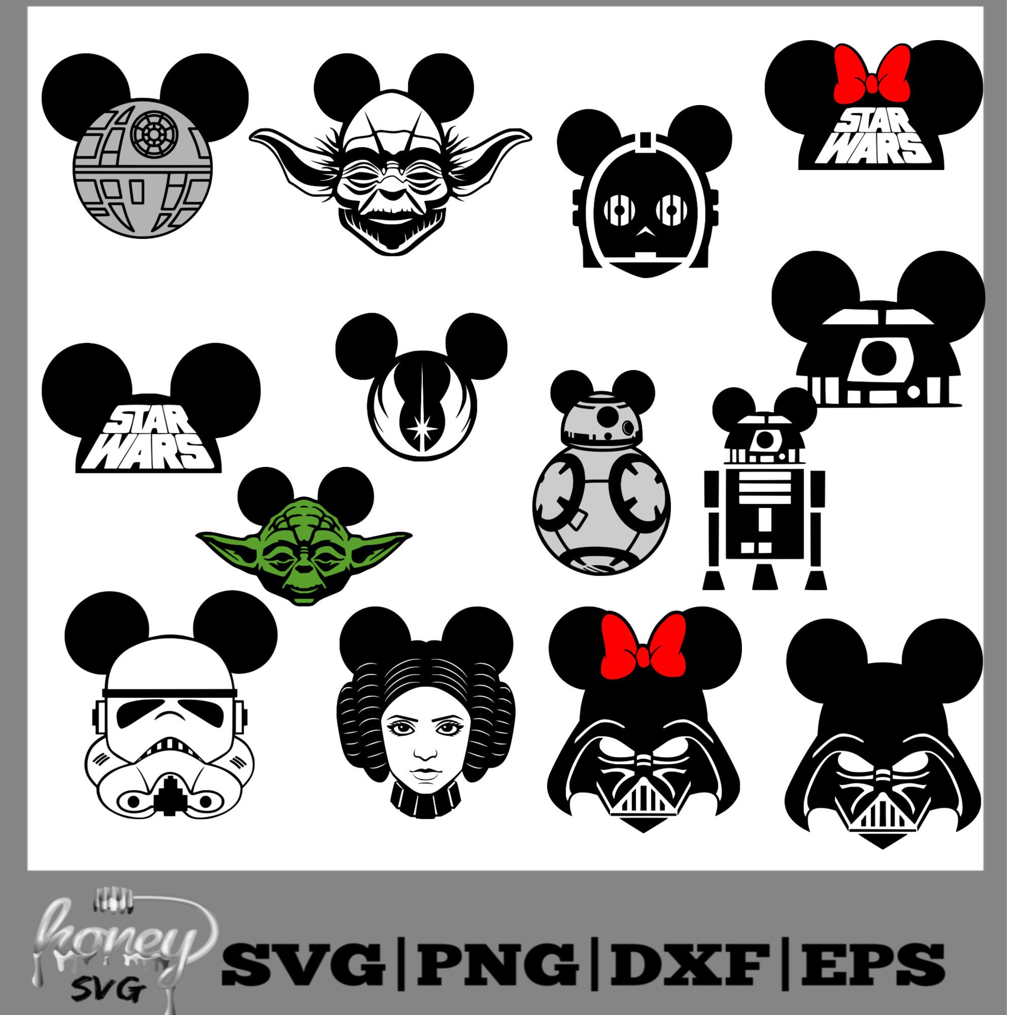Star Wars Mickey Minne Ears Svg, Dxf, Png, Eps, Cut Files – Mickey Svg ...