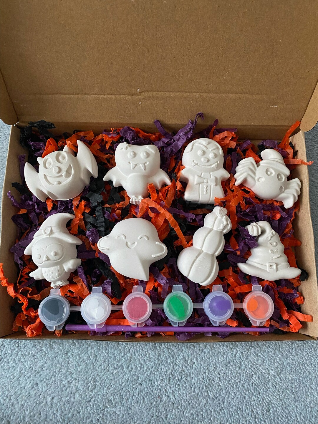Paint Your Own Halloween Mini Figure Craft Kit Handmade - Etsy