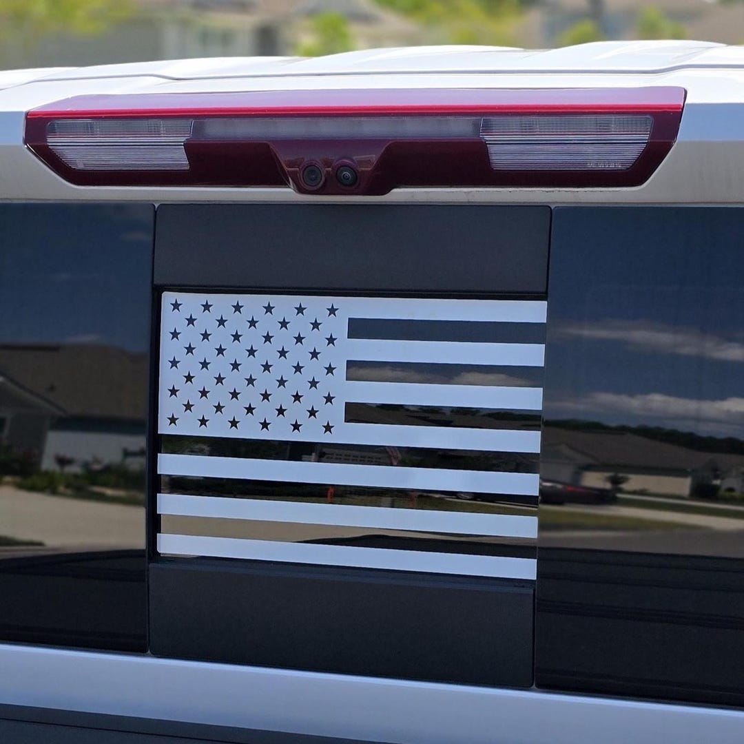 Chevy Silverado Rear Middle Sliding Window American Flag Decal Sticker ...