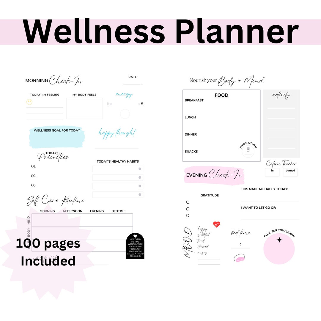 Self-care Wellness Planner: Daily Well-being, Habit Tracker (PDF) - Etsy