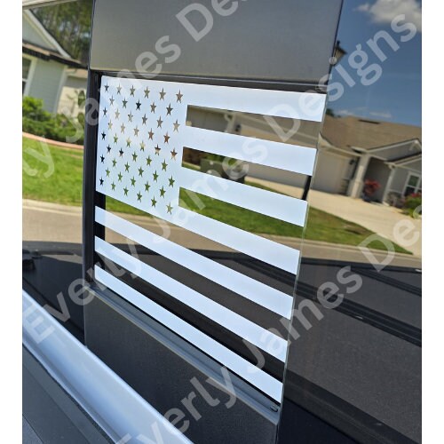 Chevy Silverado Rear Middle Sliding Window American Flag Decal Sticker ...