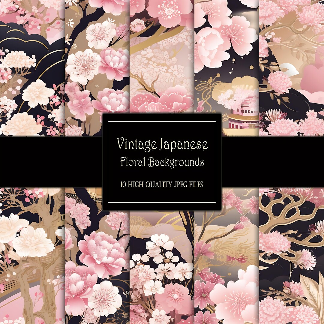 Vintage Japanese Floral Digital Paper Pack Vintage Pink - Etsy