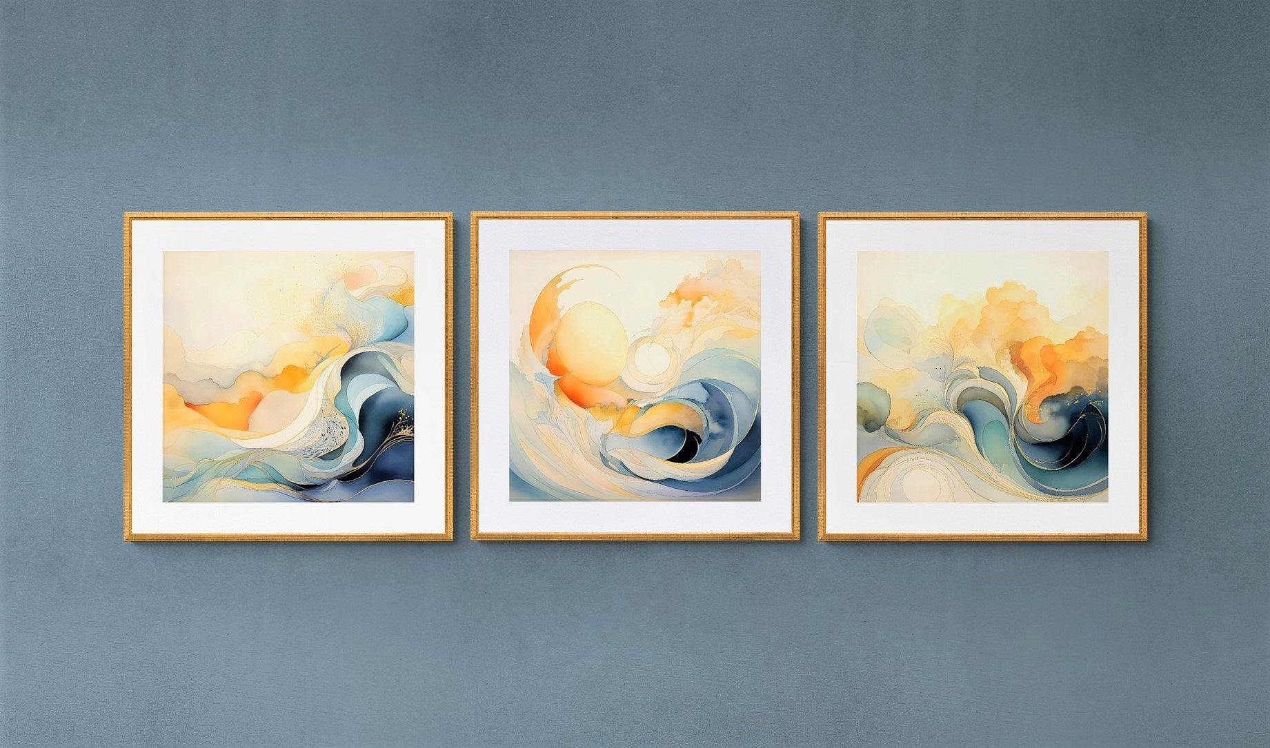 Contemporary Art Print Set, Abstract Art Prints, Set of 3, Watercolour ...