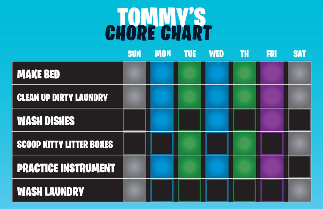 Chore Chart | Daily Chore Chart | Video Game Themed Chore Chart ...