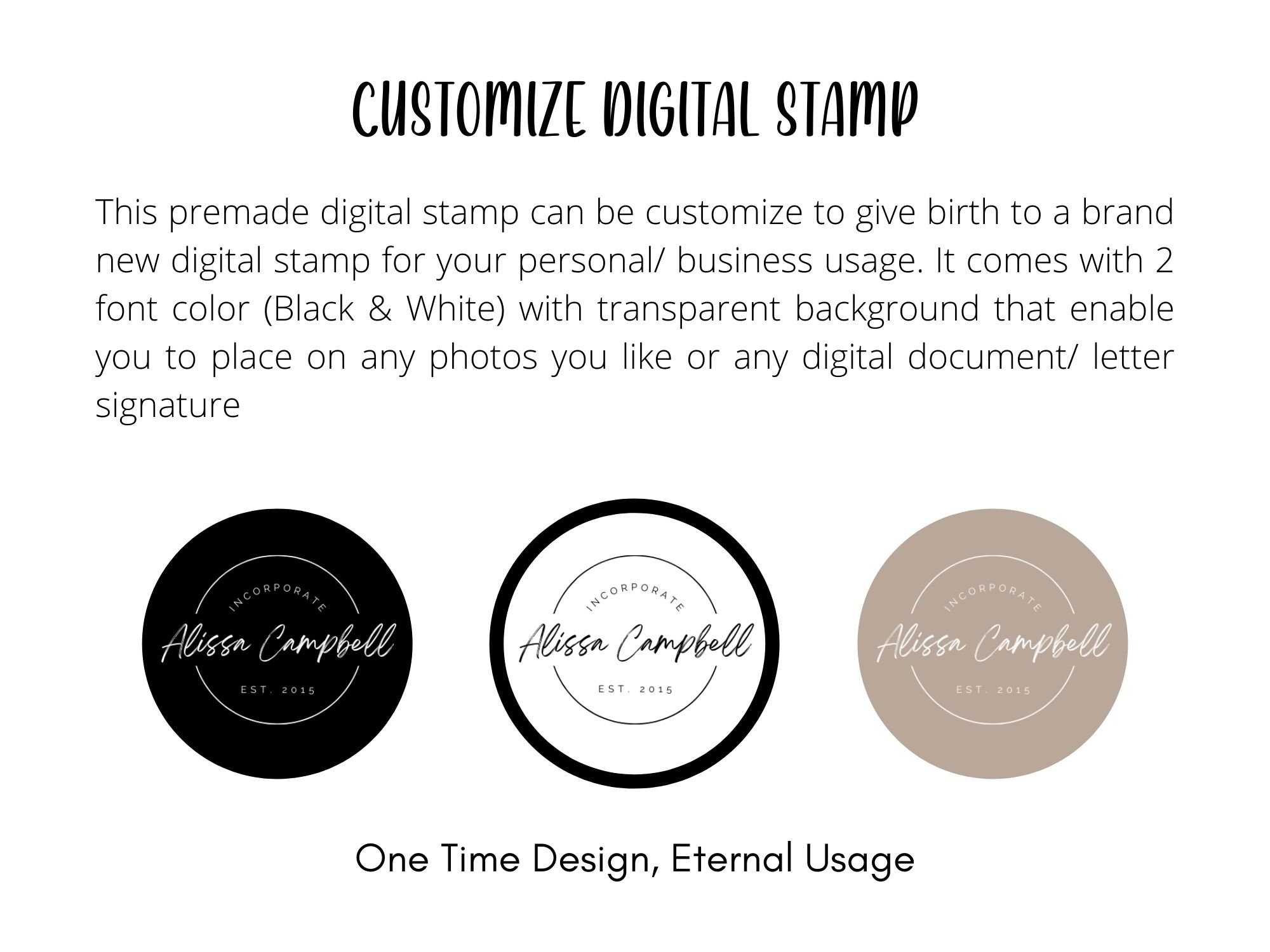 Custom Digital Company Stamp | Personalized Logo Round Stamp | Digital ...