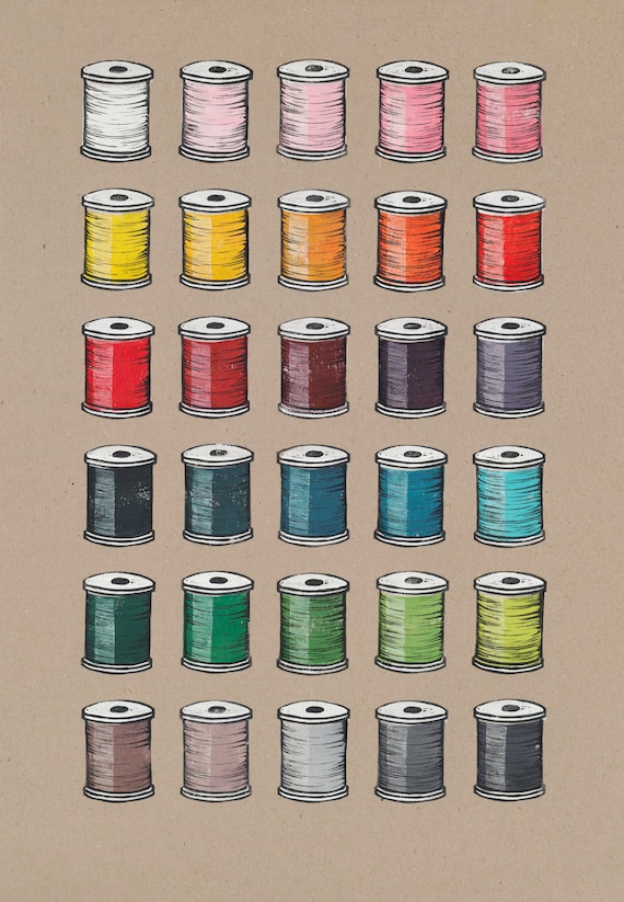 Spools of Coloured Thread Wall Art Print. Giclee Digital | Etsy
